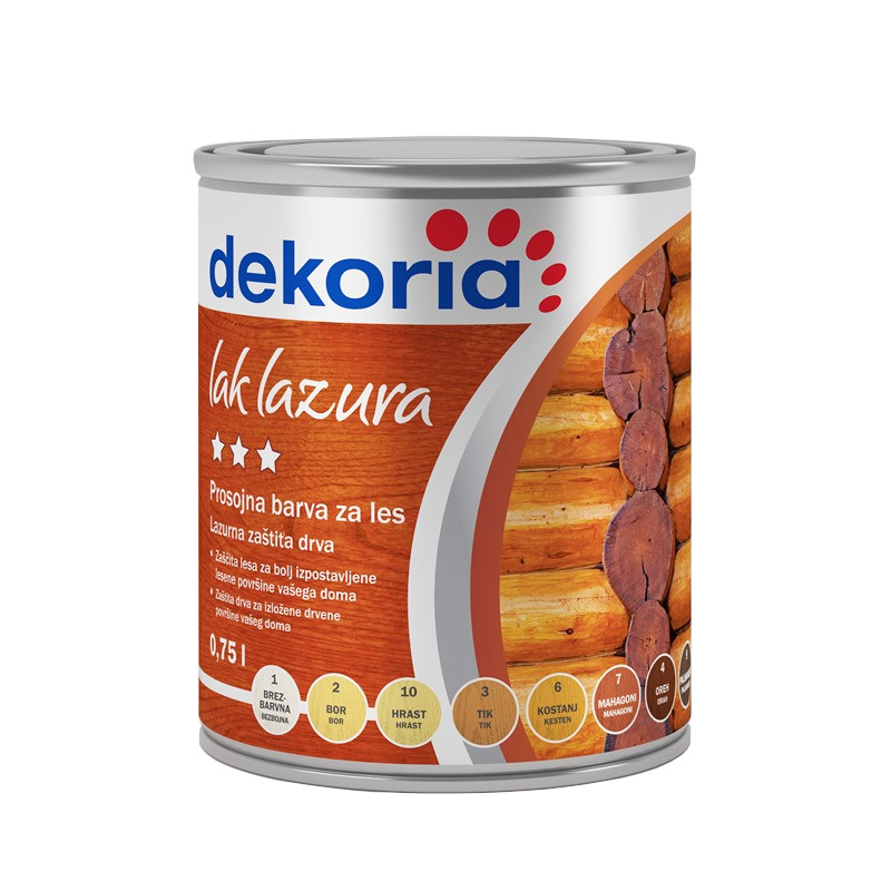 BARVA ZA LES DEKORIA LAK LAZURA HRAST 0,75l | Topdom