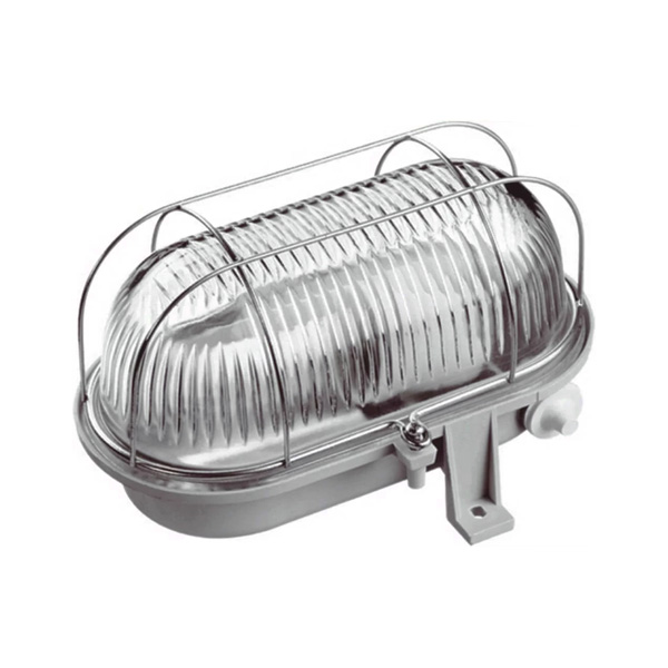 LADIJSKA SVETILKA OVALNA, KOVINSKA MREŽA, 100W E27 IP44 SIVA | Topdom