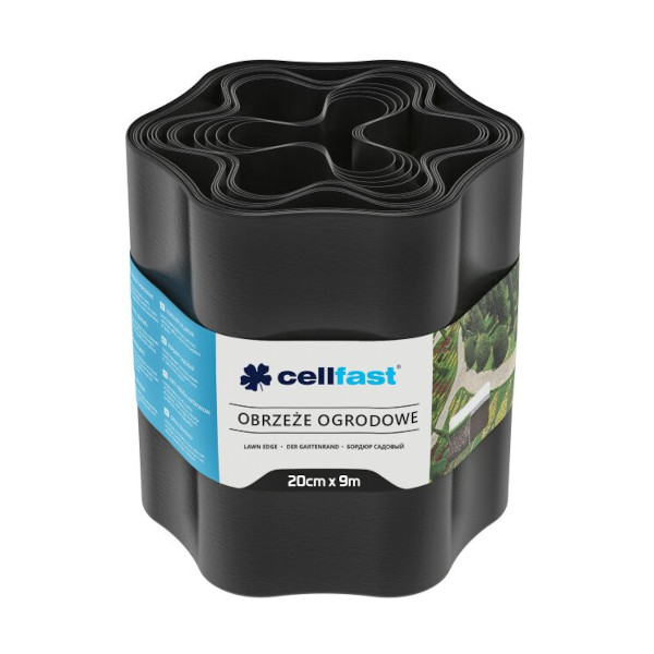VRTNA OBROBA ZA TRATO, VALOVITA 20cm x 9m ČRNA, CELLFAST | Topdom